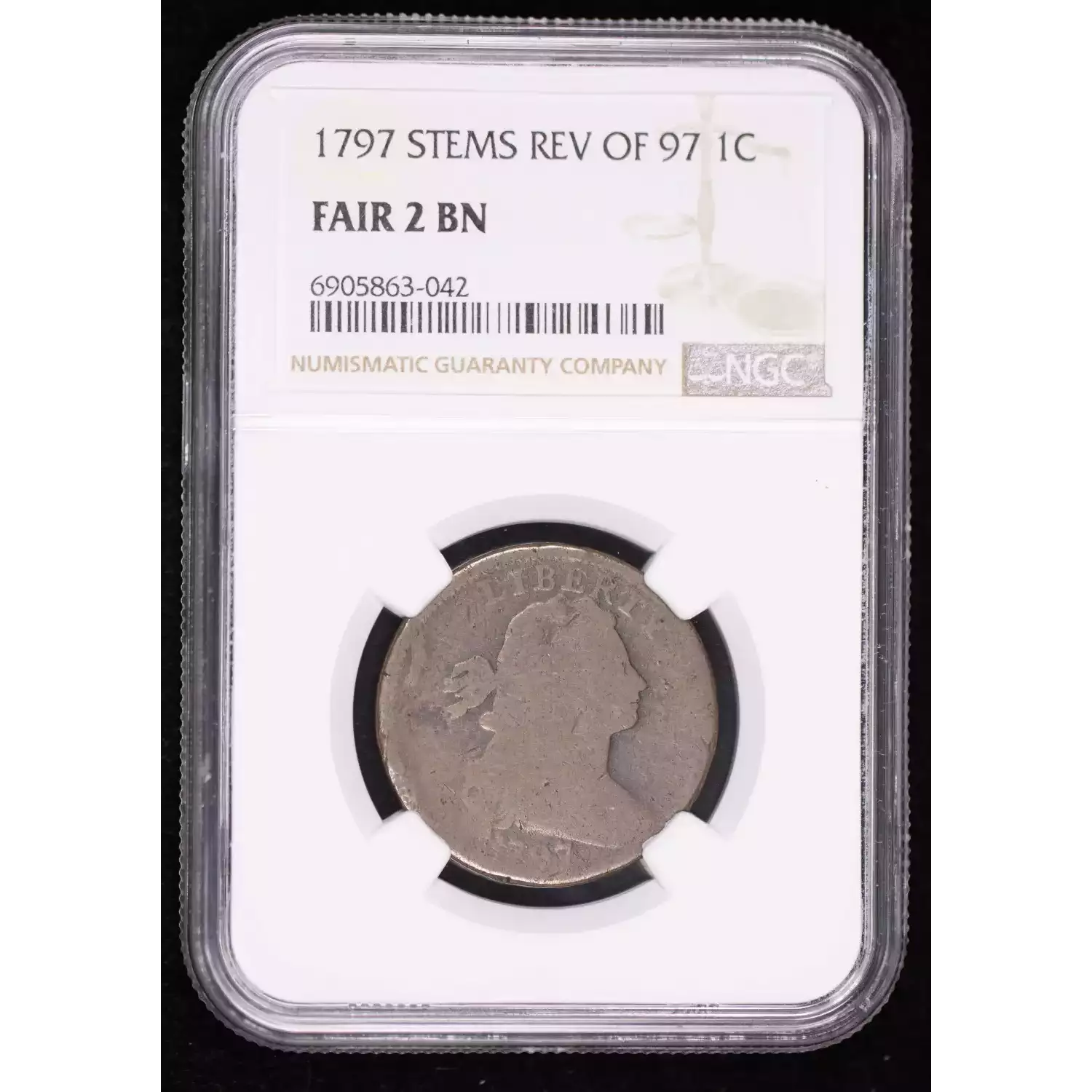 1797 Large Cents Draped Bust NGC FR-2 BN - Hertel's Coins Inc.