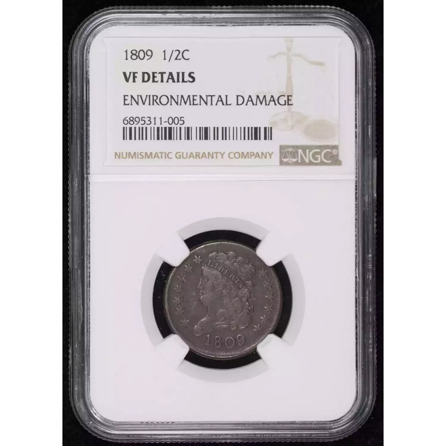 1809 Half Cents Classic Head 1809 - 36 NGC VF Details BN - Hertel's ...