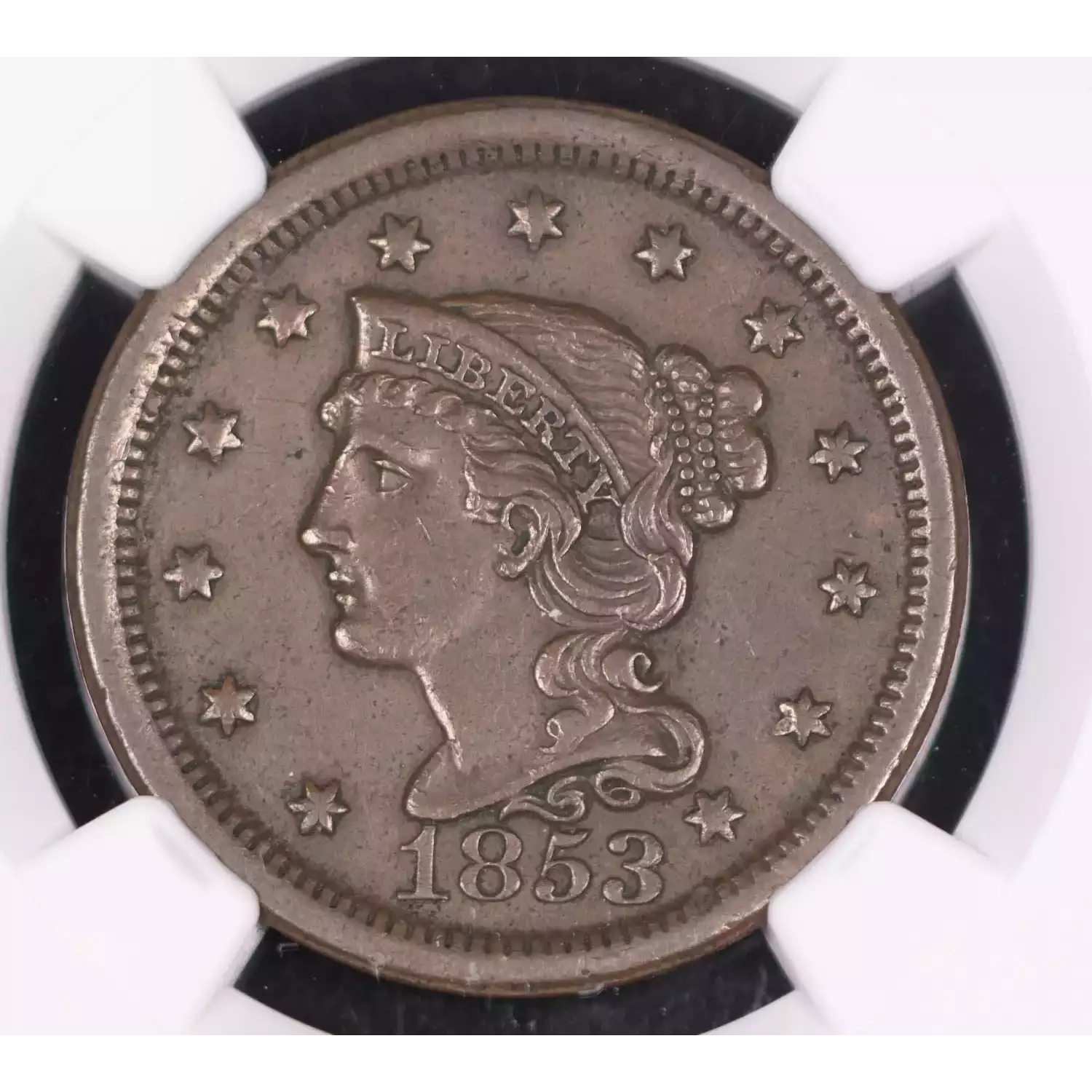 1853 Braided Hair Cent NGC XF-45 BN - Hertel's Coins Inc.