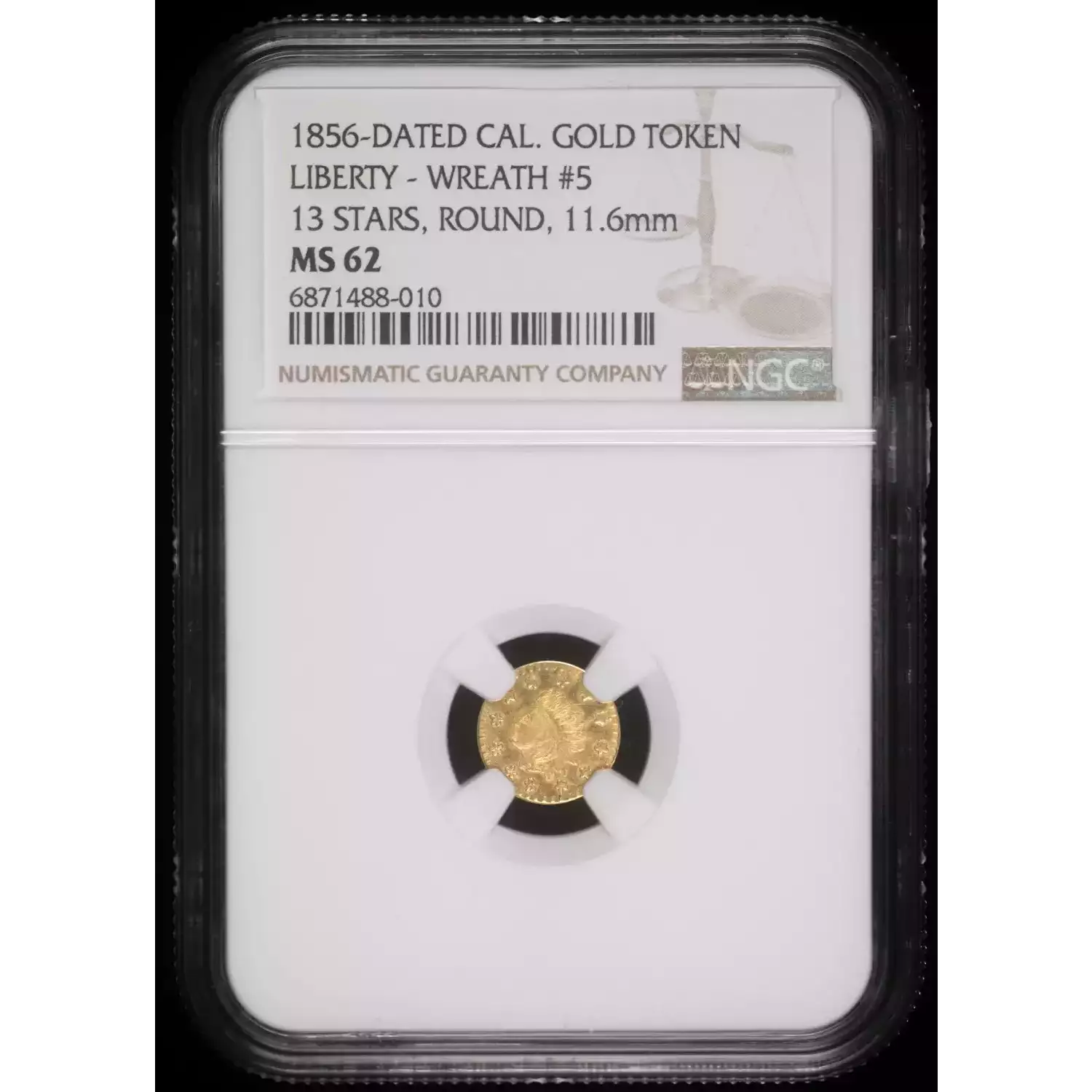 1856 Territorial Gold California Round Series 50c NGC MS-62 -DATED ...