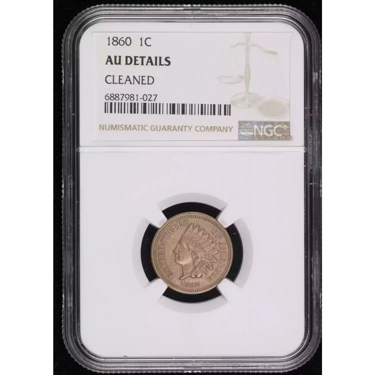1860 Small Cents Indian Head NGC UNC Details - Hertel's Coins Inc.