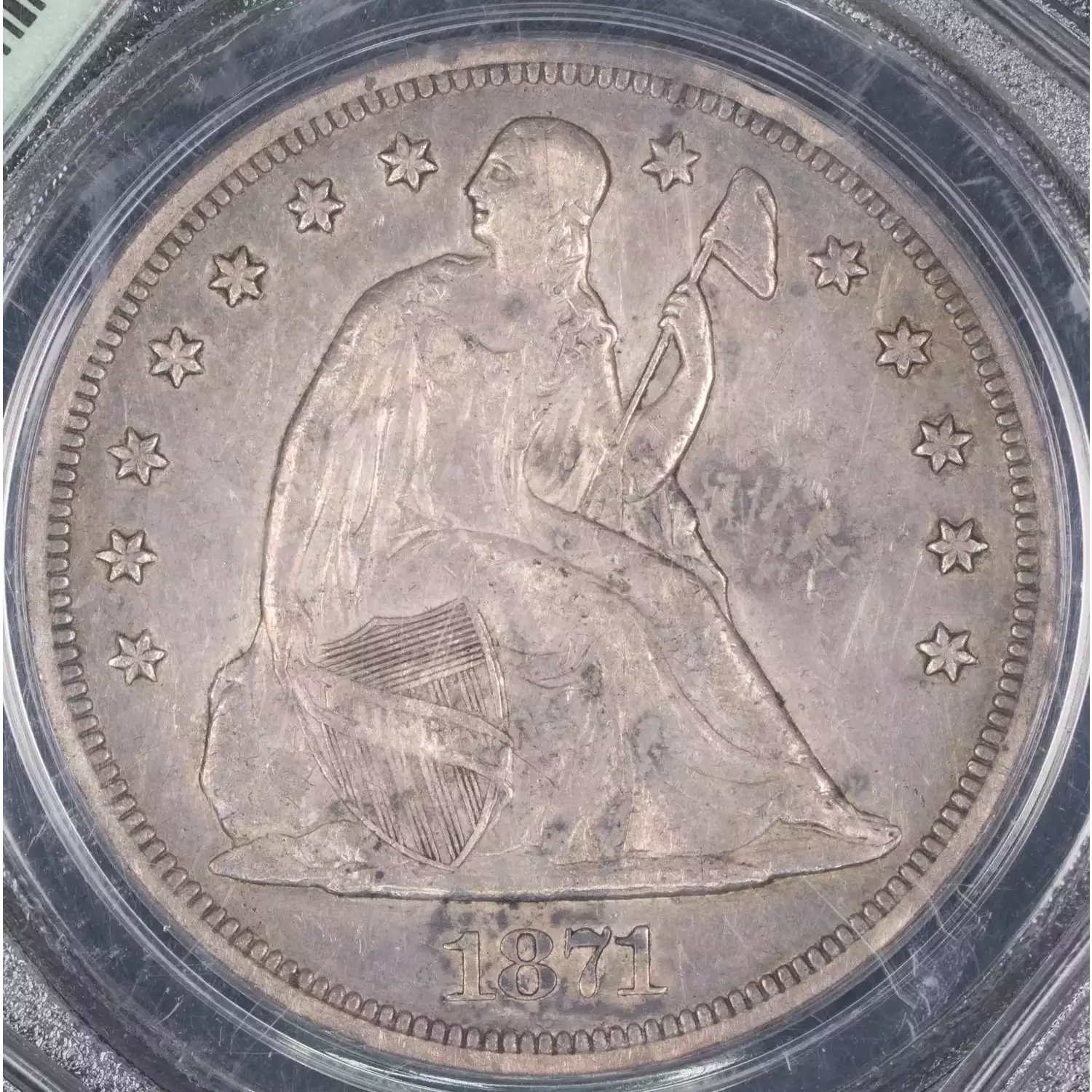 1871 Liberty Seated Silver Dollars PCGS VF-35 OGH - Hertel's Coins Inc.