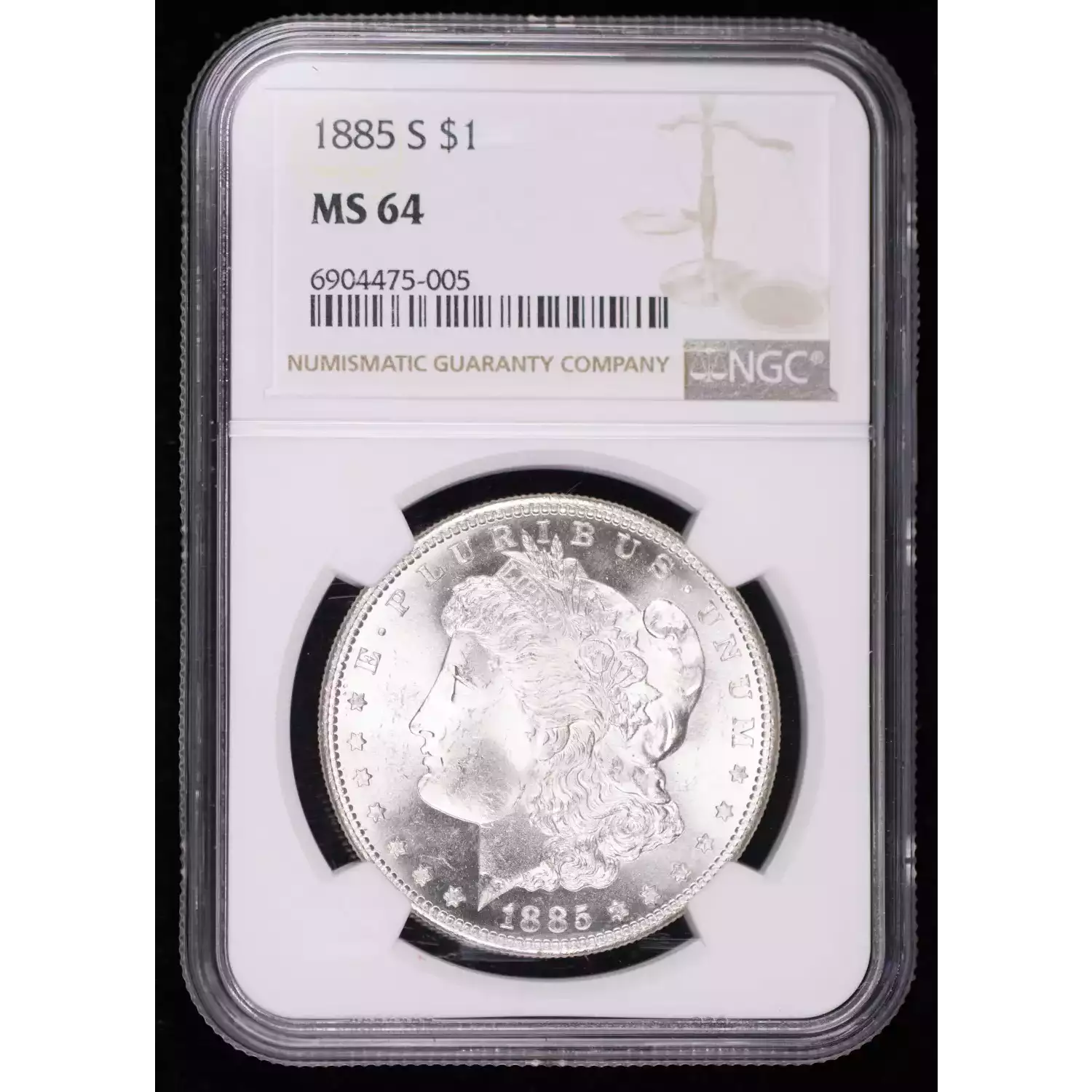 1885-S Morgan Silver Dollar NGC MS-64 - Hertel's Coins Inc.