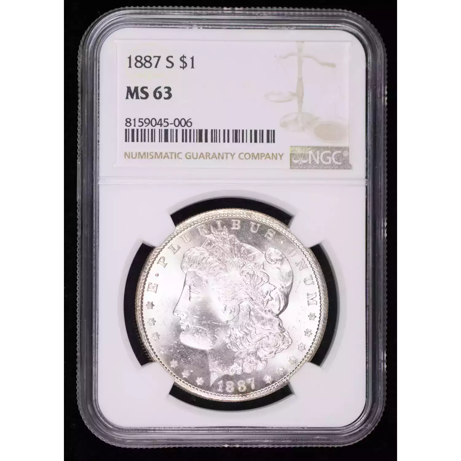 1887-S Morgan Silver Dollar NGC MS-63 - Hertel's Coins Inc.