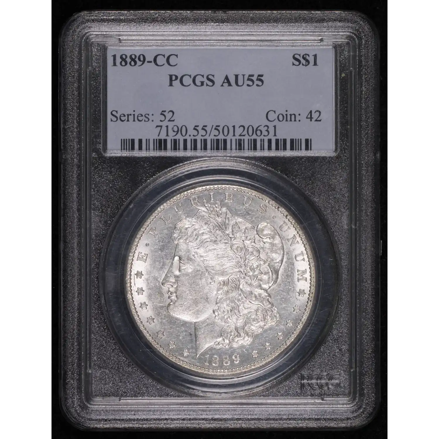 1889-CC Morgan Silver Dollar PCGS AU-55 - Hertel's Coins Inc.