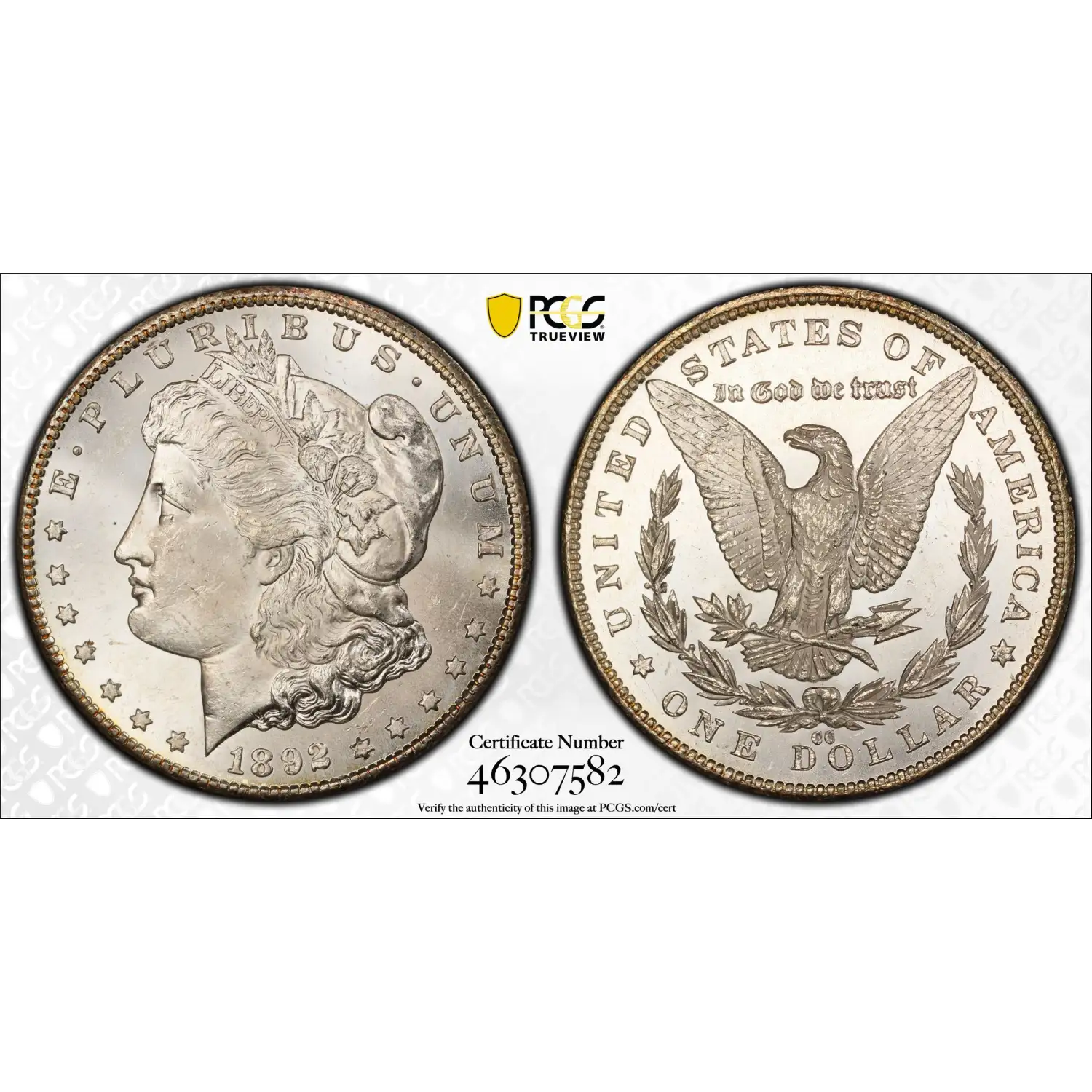 1892-CC Morgan Silver Dollar PCGS MS-64 - Hertel's Coins Inc.