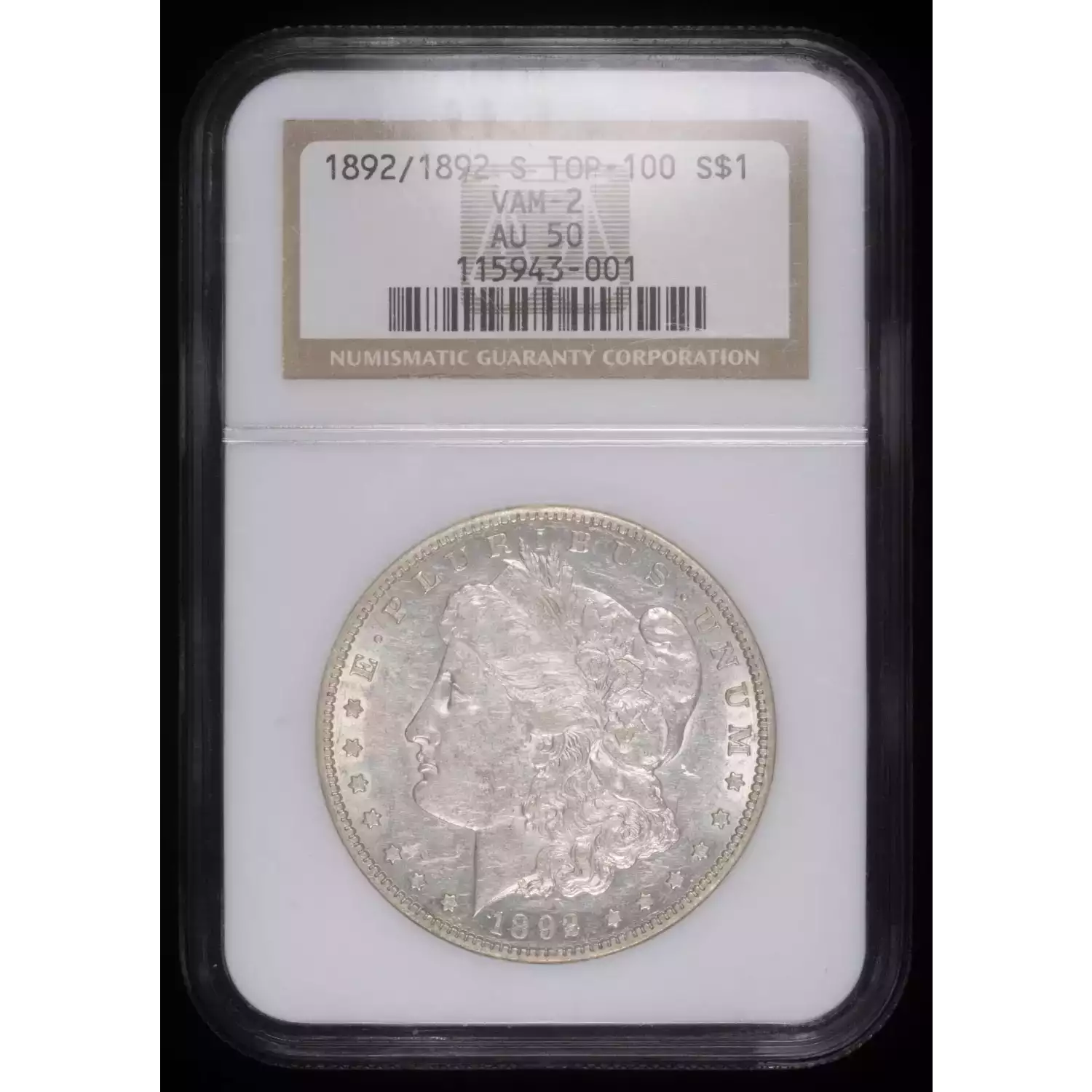1892-S Morgan Silver Dollar NGC AU-50 Vam 2 1892/1892 - Hertel's Coins Inc.