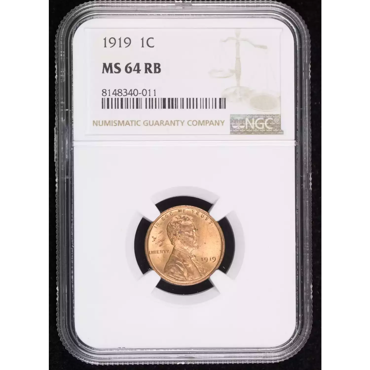 1919 Small Cents Lincoln, Wheat Ears Reverse NGC MS-64 RB - Hertel's ...