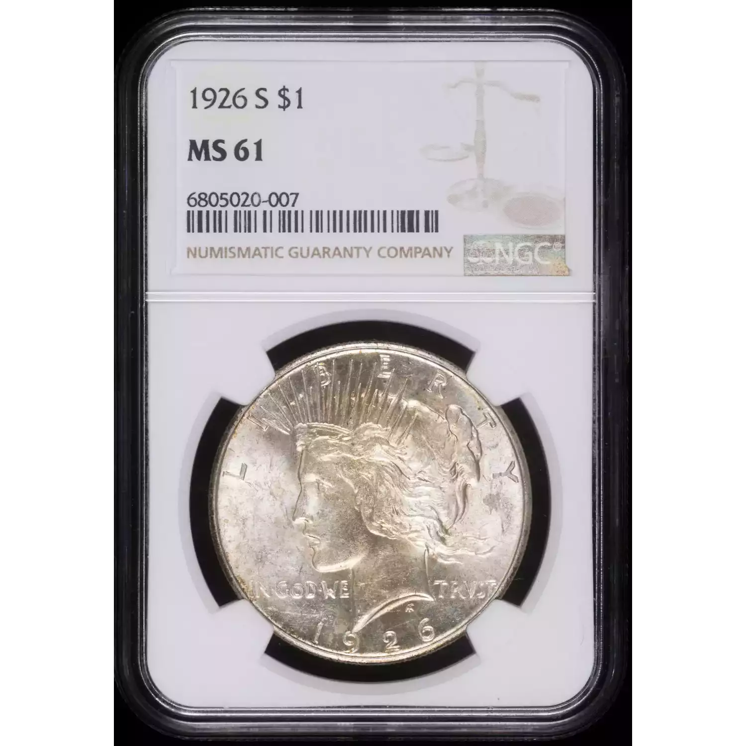 1926-S Peace Silver Dollar NGC MS-61 - Hertel's Coins Inc.