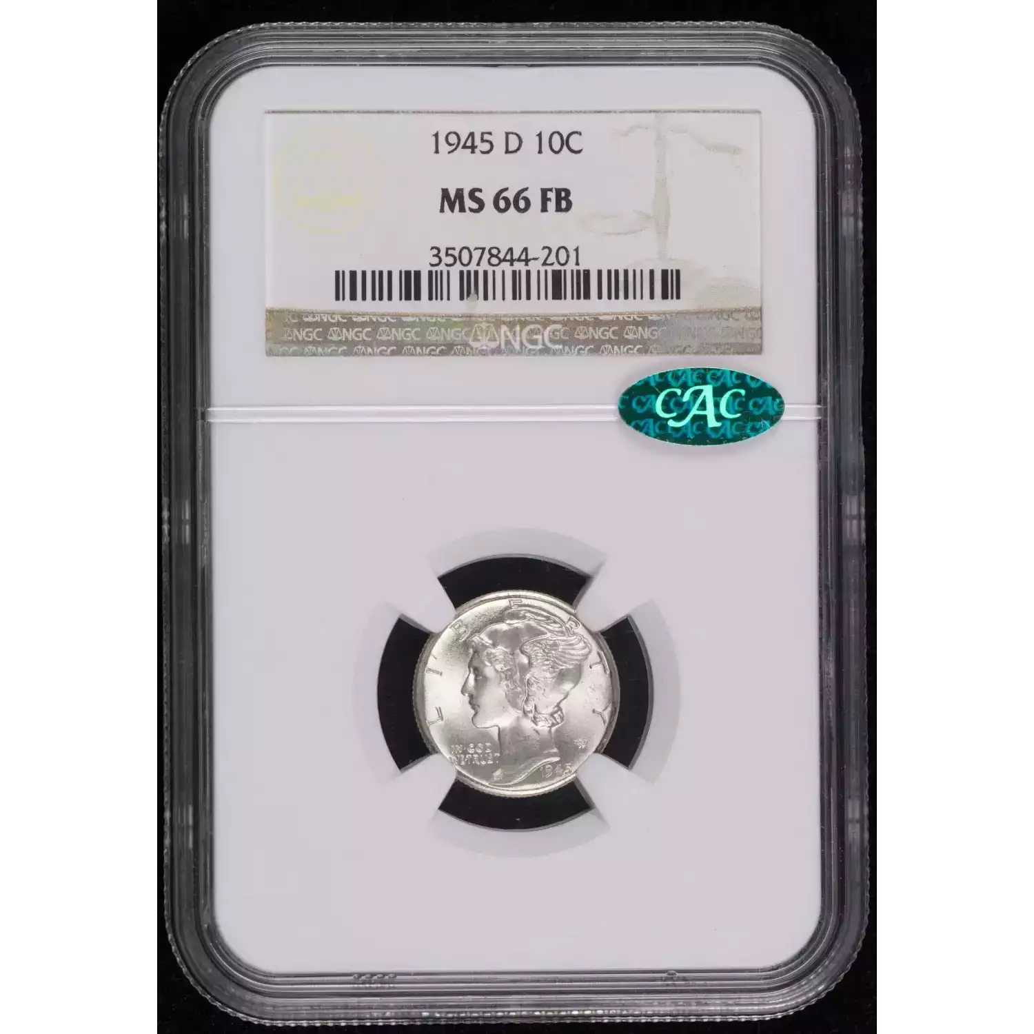 1945-D Dimes Winged Liberty Head or Mercury NGC MS-66 FB CAC CAC - Hertel's Coins Inc.