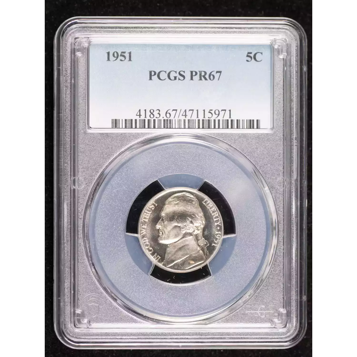 1951 Nickel Jefferson PCGS PR-67 - Hertel's Coins Inc.
