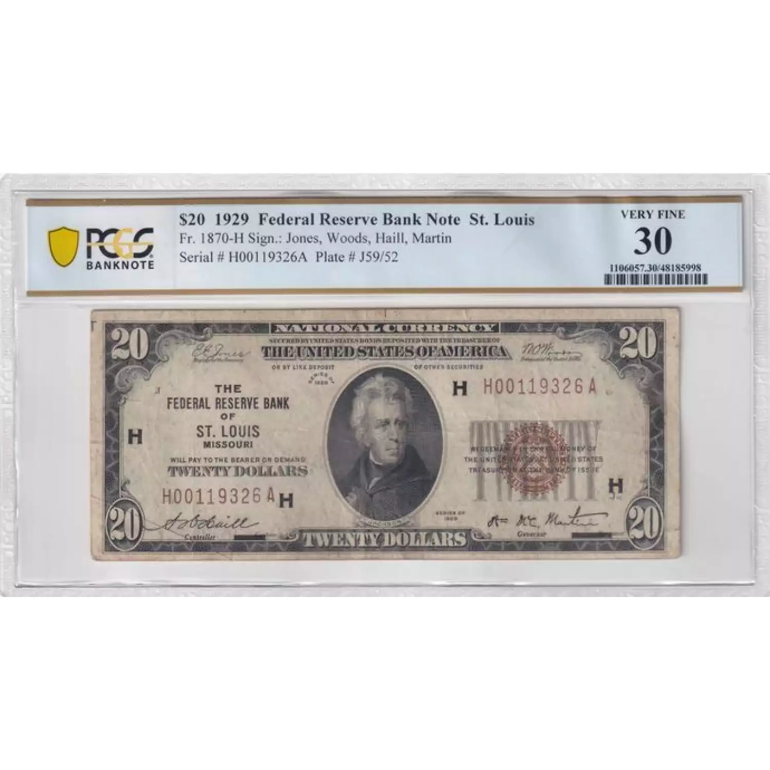$20 1929 brown seal Small Federal Reserve Bank Notes 1870-H - Hertel's ...