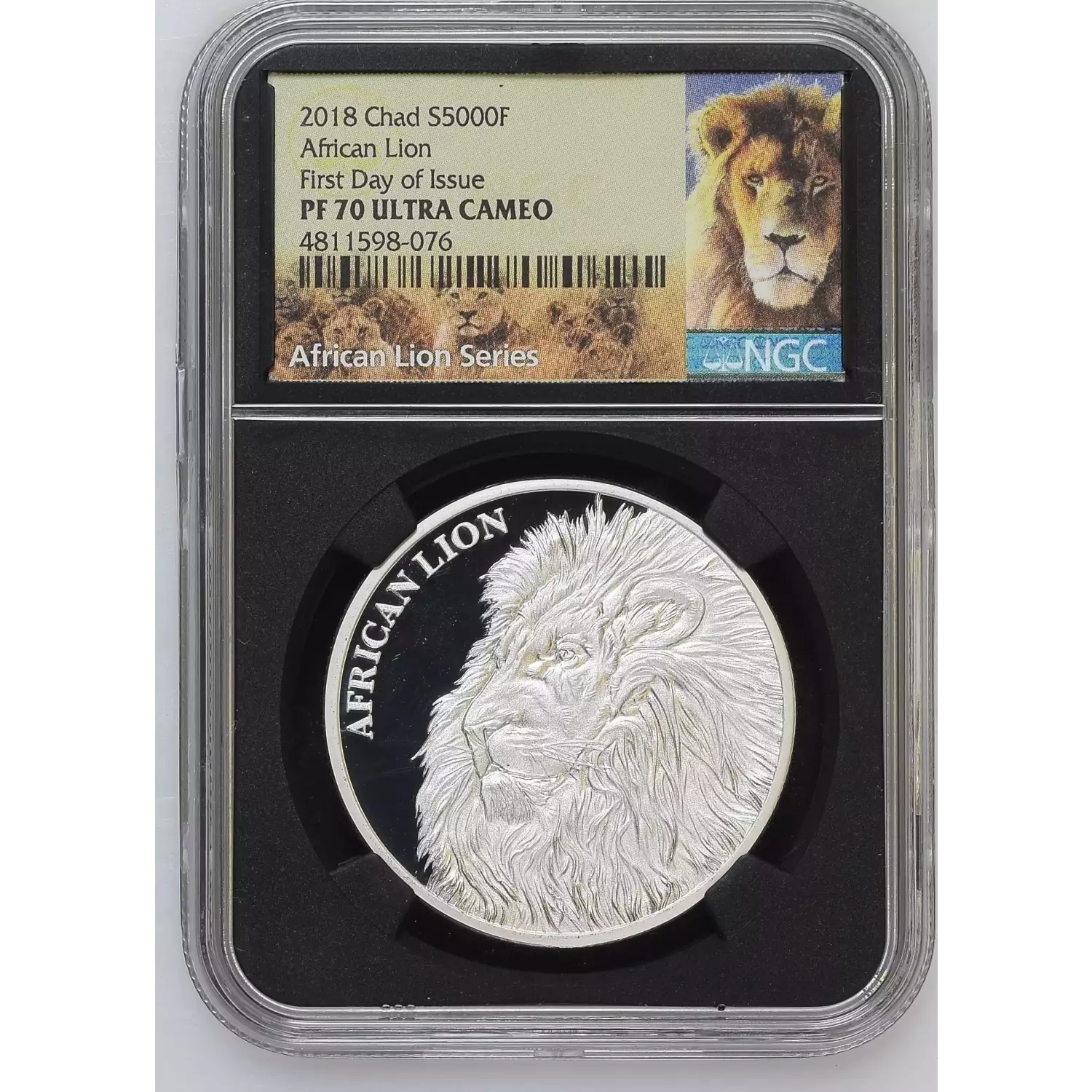2018 CHAD Silver 1000 FRANCS NGC PF-70 ULTRA CAMEO African Lion First ...