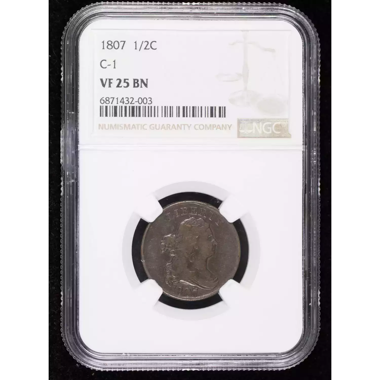 1807 Half Cents Draped Bust 1800 - 08 Copper NGC VF-25 BN C-1 - Hertel ...