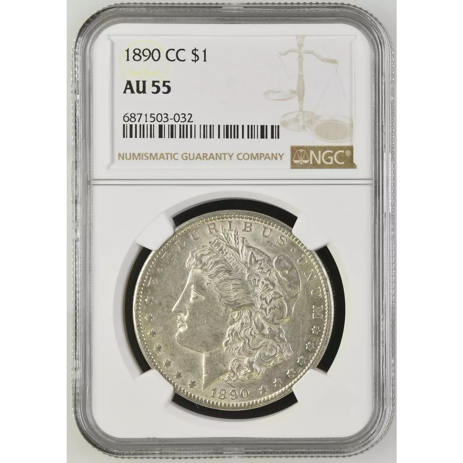 1890-CC Morgan Silver Dollar NGC AU-55 - Hertel's Coins Inc.