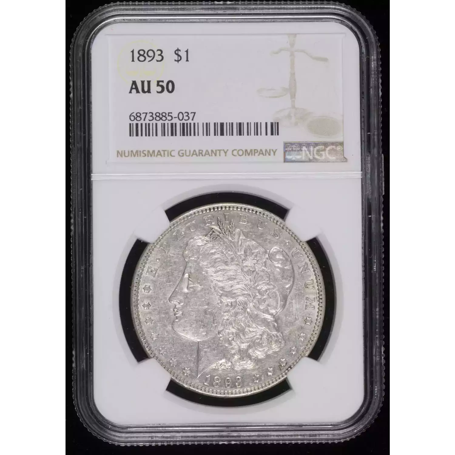 1893 Morgan Silver Dollar NGC AU-50 - Hertel's Coins Inc.