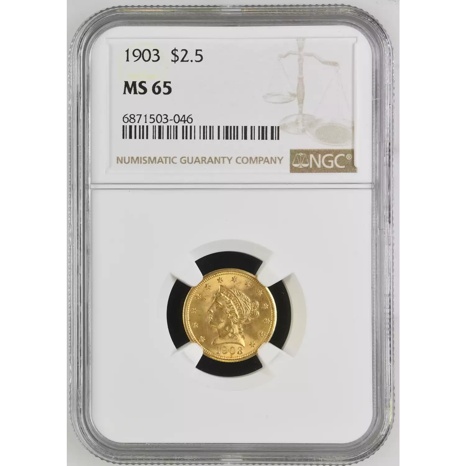1903 $2.50 Gold Liberty Head Quarter Eagle NGC MS-65 - Hertel's Coins Inc.