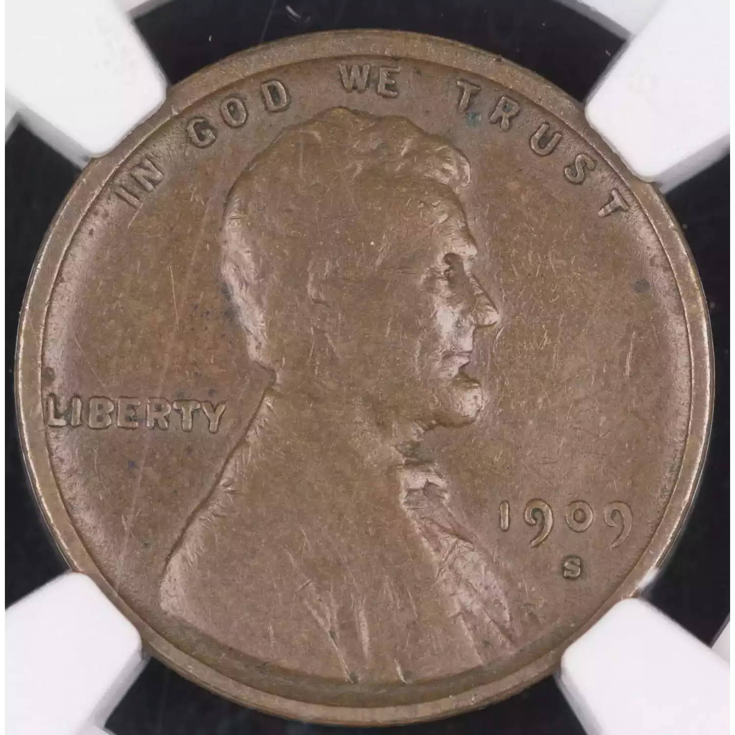 1909-S VDB Small Cents Lincoln, Wheat Ears Reverse NGC F-15 BN - Hertel's Coins Inc.