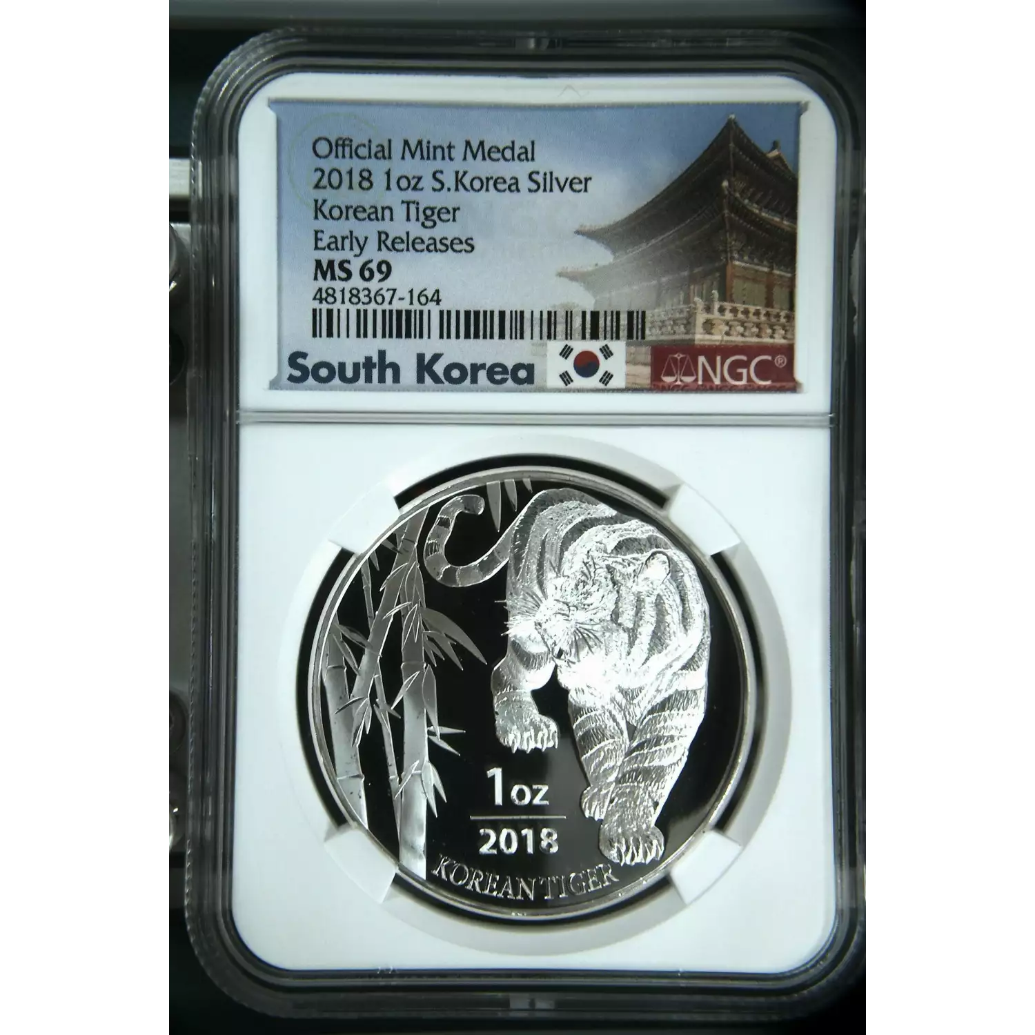 2018 SOUTH KOREA Silver 250 WON NGC MS-69 1oz Korean Tiger Early ...